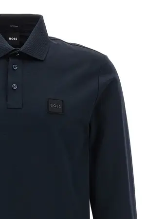 Hugo Boss Logo Patch Long-sleeved Polo Shirt - Black
