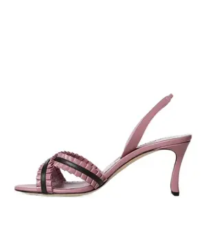 Manolo Blahnik Pleated Strap Heeled Sandals