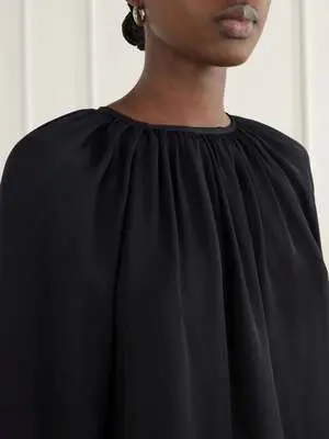 NILI LOTAN Saint Tropez Gathered Silk-chiffon Blouse