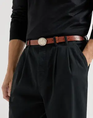 Brunello Cucinelli Leaf Motif Braided Buckle Belt