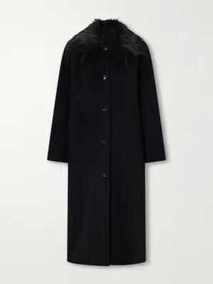 Loulou De Saison Plush-trimmed Wool And Cashmere-blend Coat - Black