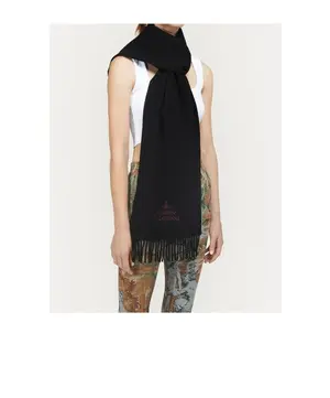 VIVIENNE WESTWOOD Embroidered Logo Fringe Scarf