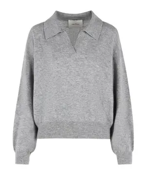 LISA YANG Katriel Polo Knitted Sweater - Grey