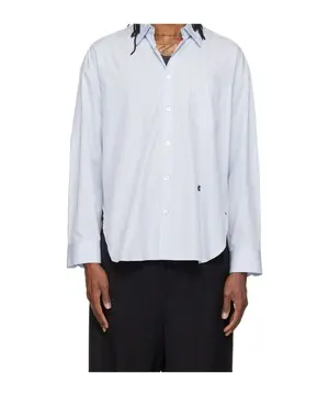 WOOYOUNGMI Vertical-stripe Chest-pocket Shirt - Blue