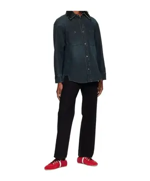 WOOYOUNGMI Back-logo Washed-denim Shirt