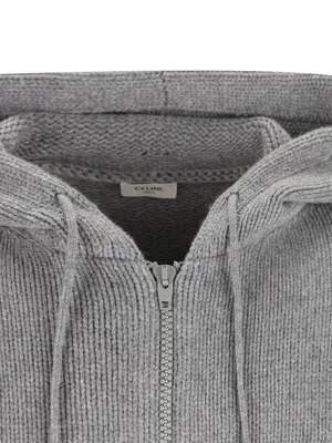 Celine Ribbed-knit Hooded Zip-up Cardigan - Grey/blue