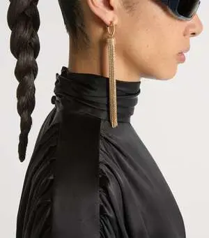 Balmain Silk Satin Tie-neck Blouse