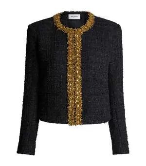 Balmain Tweed Beaded-trim Blazer