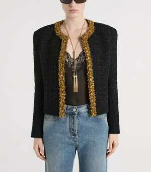 Balmain Tweed Beaded-trim Blazer