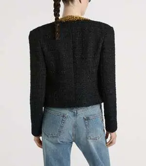 Balmain Tweed Beaded-trim Blazer
