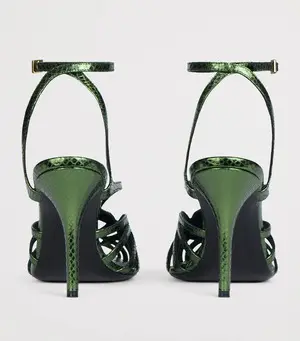 Balmain Python-effect Leather Heeled Sandals