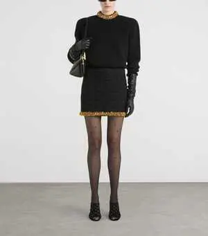 Balmain Tweed Beaded-hem Mini Skirt