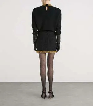 Balmain Tweed Beaded-hem Mini Skirt