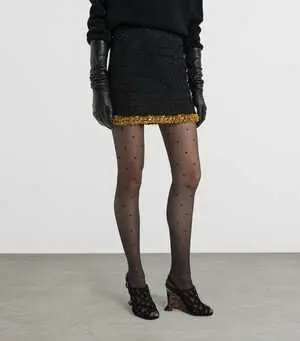 Balmain Tweed Beaded-hem Mini Skirt