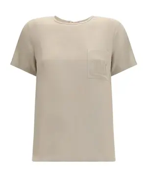 Max Mara Pagano Embroidered Logo Pocket T-shirt - Beige