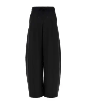 Max Mara Wide-leg Drawstring Track Pants With Tonal Logo