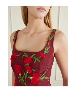 Carolina Herrera Floral-embroidered Silk-faille Gown