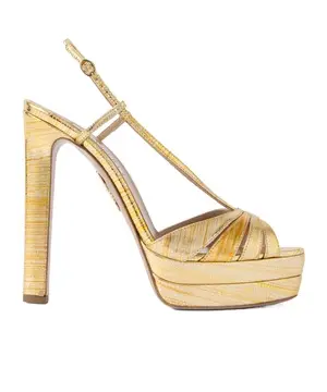 AQUAZZURA Metallic Platform Sandals