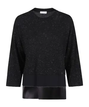 Peserico Long-sleeved Panelled Jumper - Black
