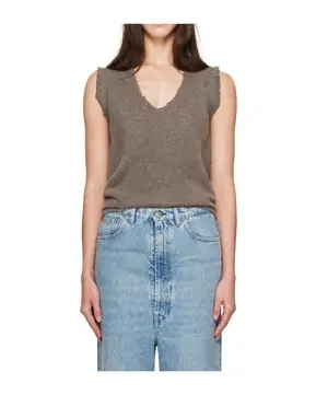 MAISON MARGIELA Distressed Knitted Vest - Light Brown