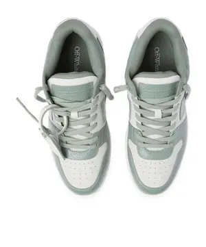 Off-White Patchwork Leather Lace-up Low-top Sneakers - Sage