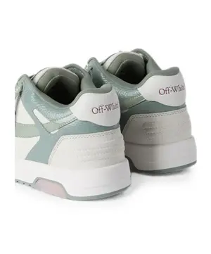 Off-White Patchwork Leather Lace-up Low-top Sneakers - Sage