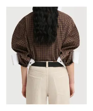 Marni Brown Checked Poplin Shirt With Neck Tie