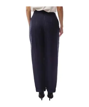 Emporio Armani Navy Check Wideleg Trousers