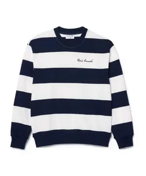 Lacoste Striped Embroidered Crewneck Sweatshirt