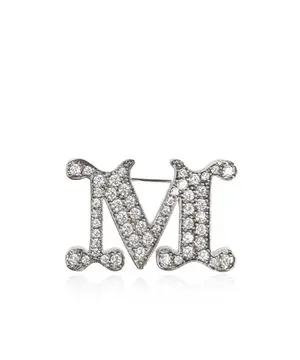 Max Mara M Logo Monogram Brooch With Crystal Embellishment