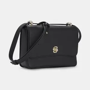 Hugo Boss Grained Leather Shoulder Bag With Gold-tone Monogram