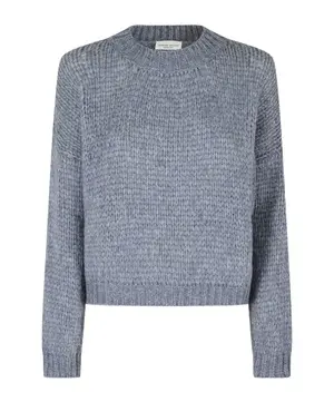 ROBERTO COLLINA Chunkyknit Cropped Crewneck Sweater - Blue