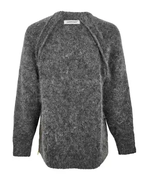 Undercover Heathergrey Marled Crewneck Knit Sweater - Black