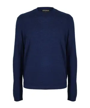 Emporio Armani Textured Crewneck Pullover Sweater - Black