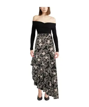 Max Mara Floral Print Asymmetrical Dress
