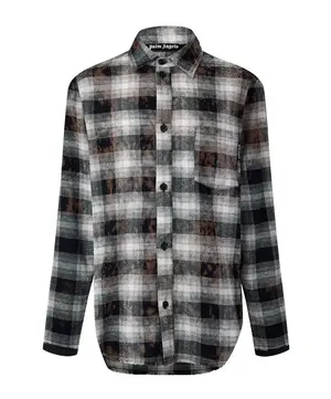 Palm Angels Plaid Longsleeve Collared Shirt - No