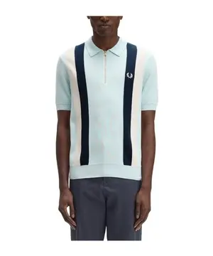 Fred Perry Stripe Zipped Short-sleeve Polo Shirt
