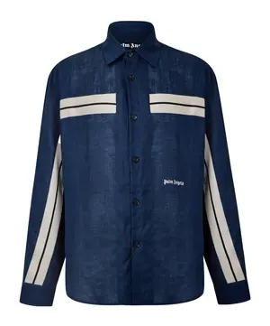 Palm Angels Collared Longsleeve Shirt - Blue