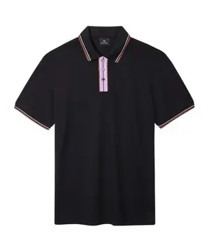 Paul Smith Striped Shortsleeve Polo - Black