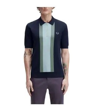 Fred Perry Stripe Zipped Short-sleeve Polo Shirt