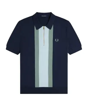 Fred Perry Stripe Zipped Short-sleeve Polo Shirt - No
