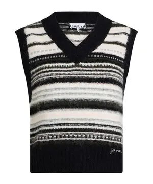 GANNI Striped Knit Vest