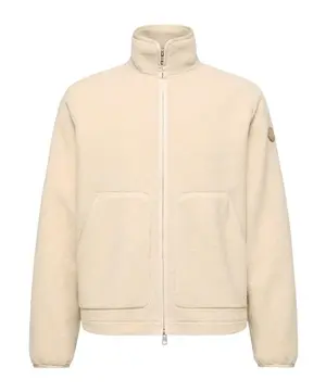 Moncler Fleece Zip-up Sweatshirt - Light Beige