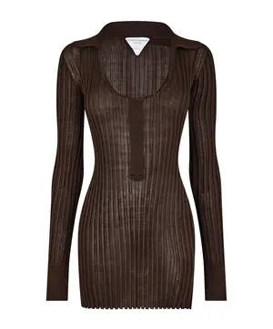 Bottega Veneta Ribbed Knit Collared Sweater