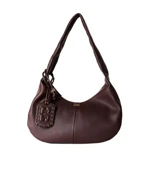 GANNI Pebbled Leather Hobo Shoulder Bag