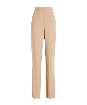 Max Mara Solid-colored Straight-leg Pants - Camel