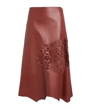 Chloé Leather Skirt With Floral Cutout Detail