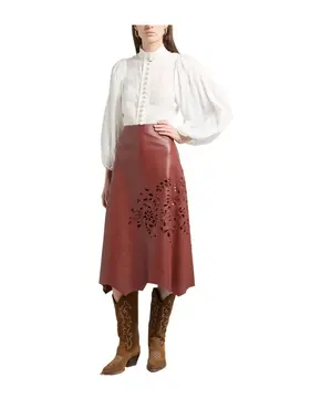 Chloé Leather Skirt With Floral Cutout Detail