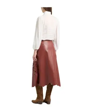 Chloé Leather Skirt With Floral Cutout Detail