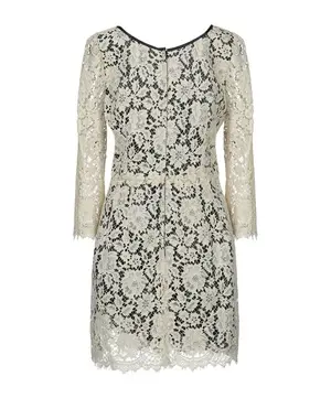 Dolce & Gabbana Two-tone Lace Dress With V-neck And Three-quarter Sleeves